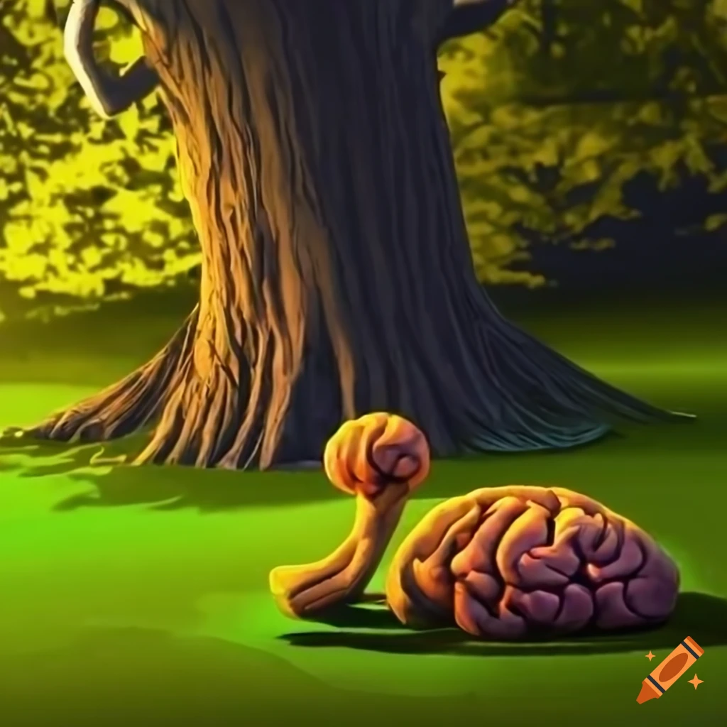 Surreal artwork of a brain connected to a tree on Craiyon