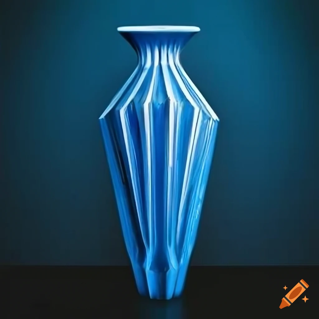 Ultra high definition photo of a fluted facetted art deco vase on Craiyon