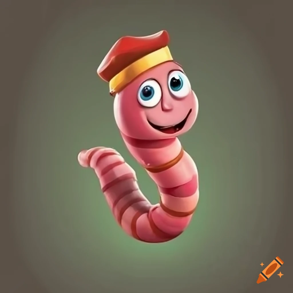 Cute worm characters with hats for profile pictures