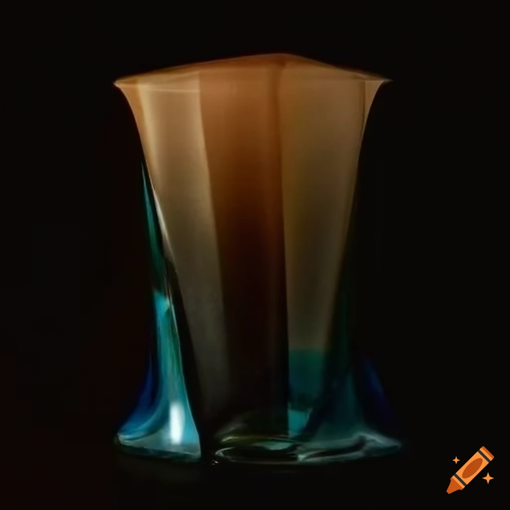 Cubist glass vase with dramatic lighting