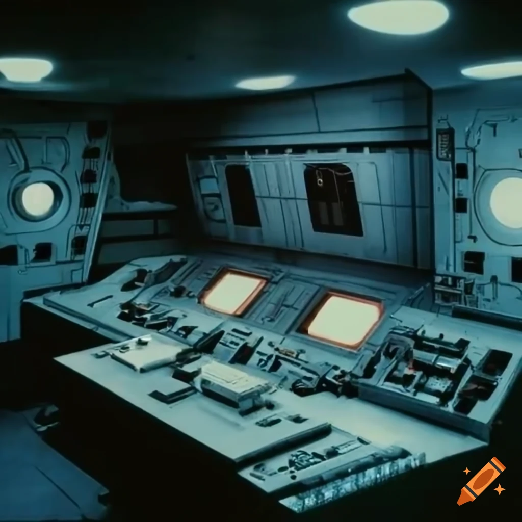 Retro sci-fi missile control-room interior on Craiyon