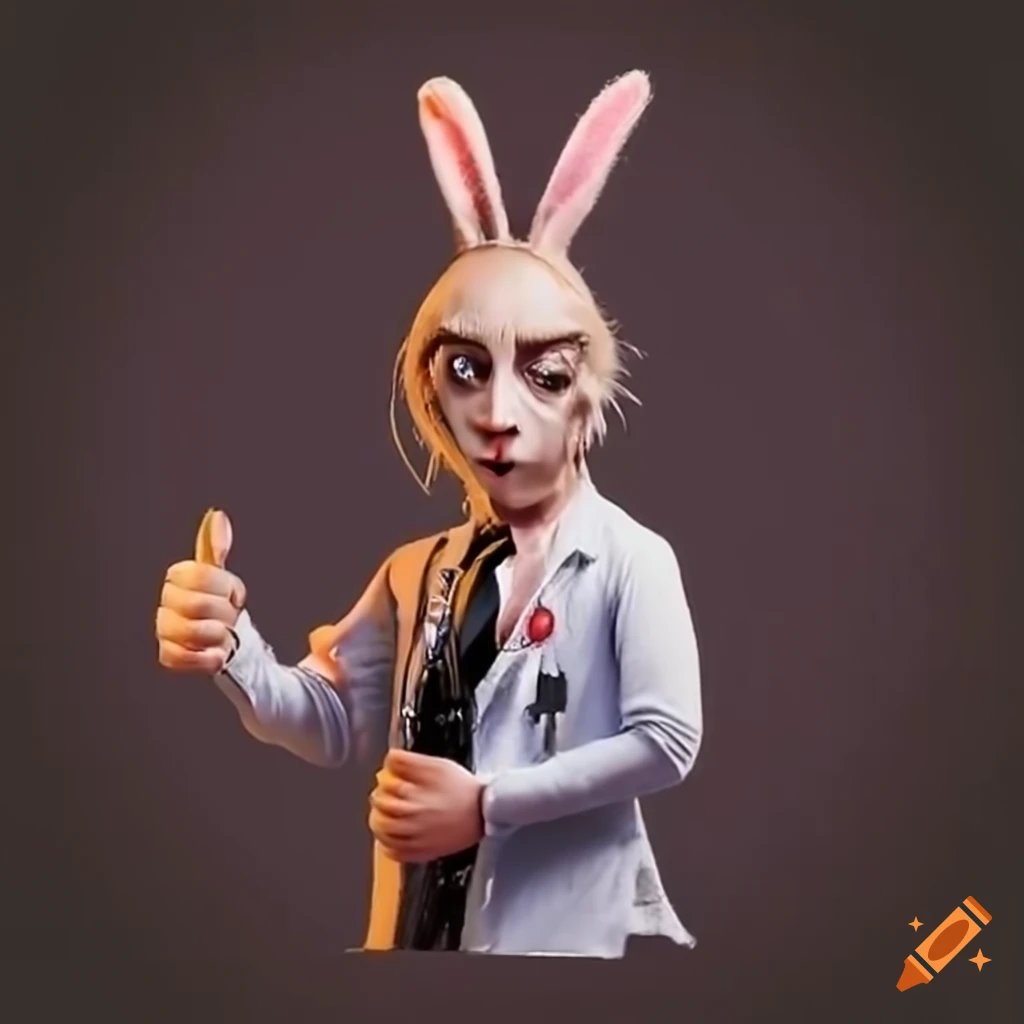 Gothic fantasy art of carrot-man and doctor rabbit