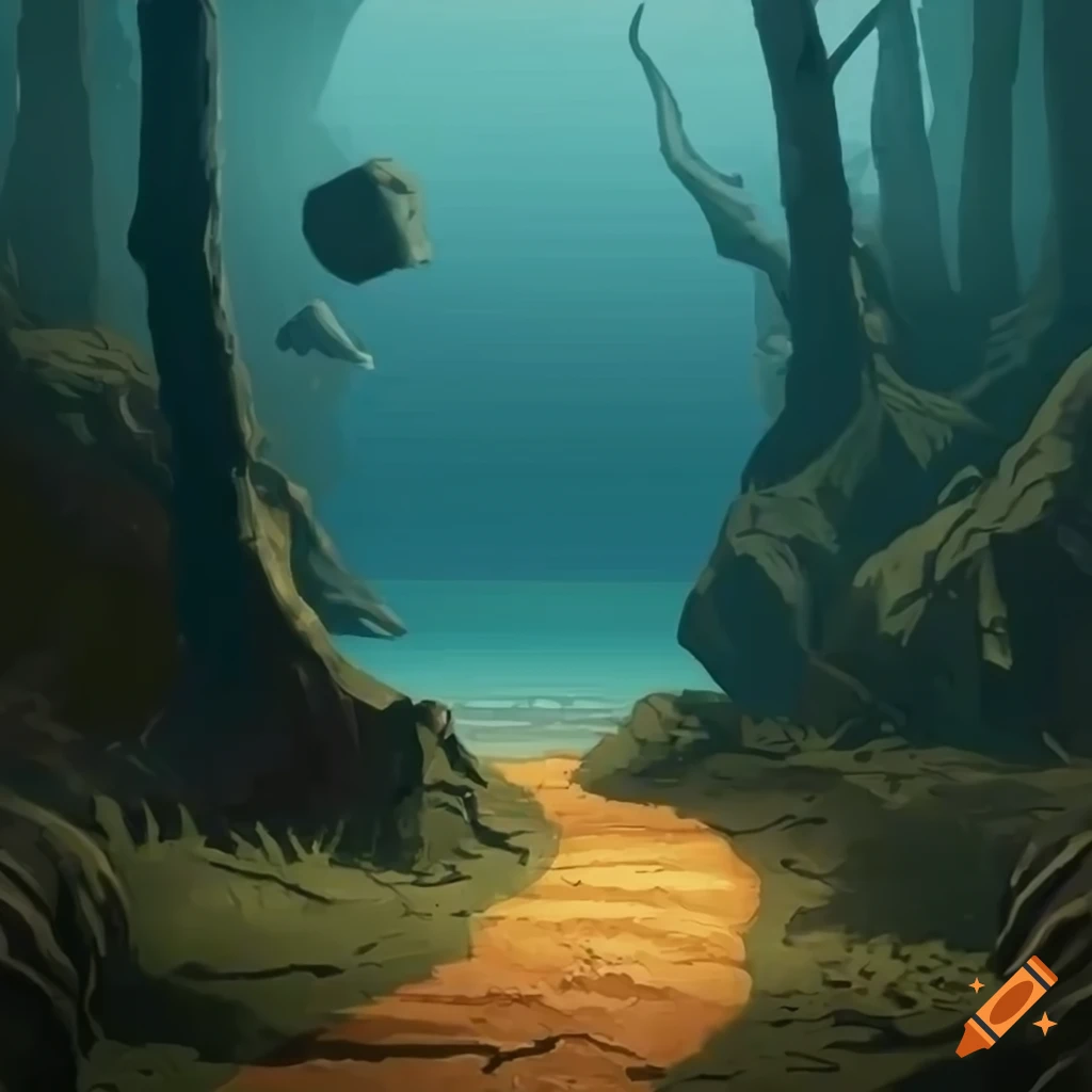 Background of a beach path in a rpg game on Craiyon