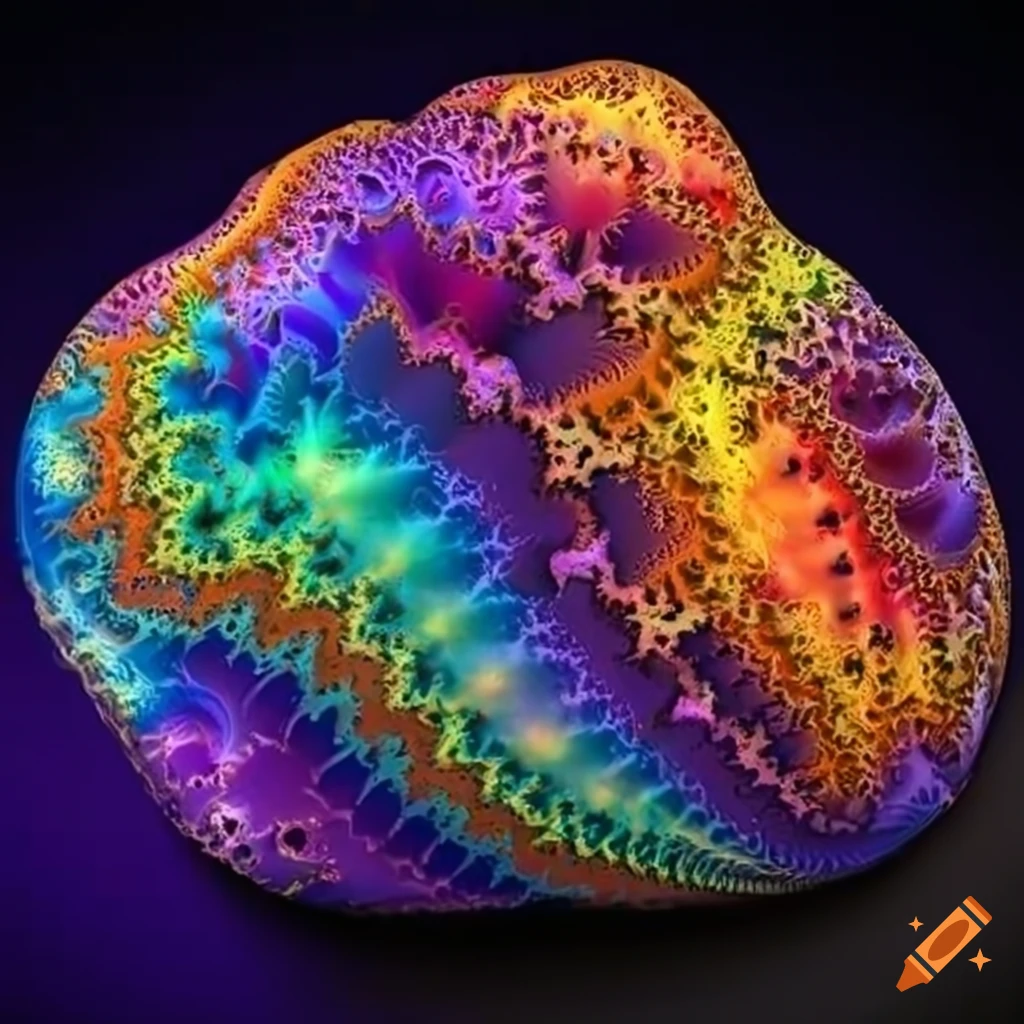 Colorful fractal patterns resembling otherworldly rocks on Craiyon
