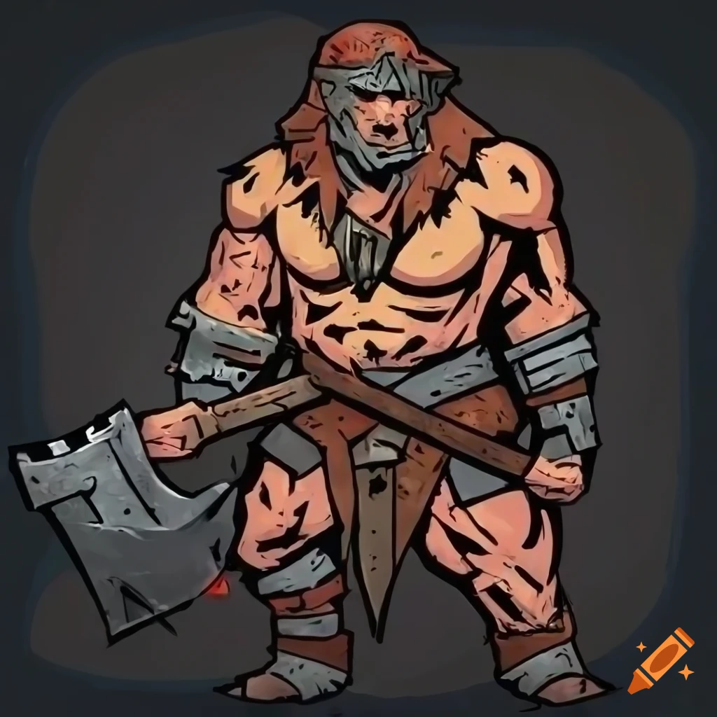 Dark fantasy art of conan the barbarian with a battle axe on Craiyon