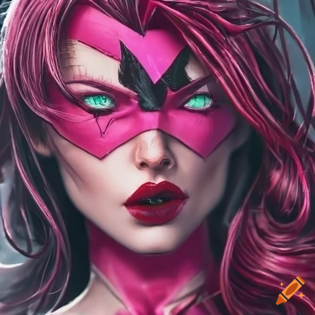 Illustration of a pink widow spider-woman