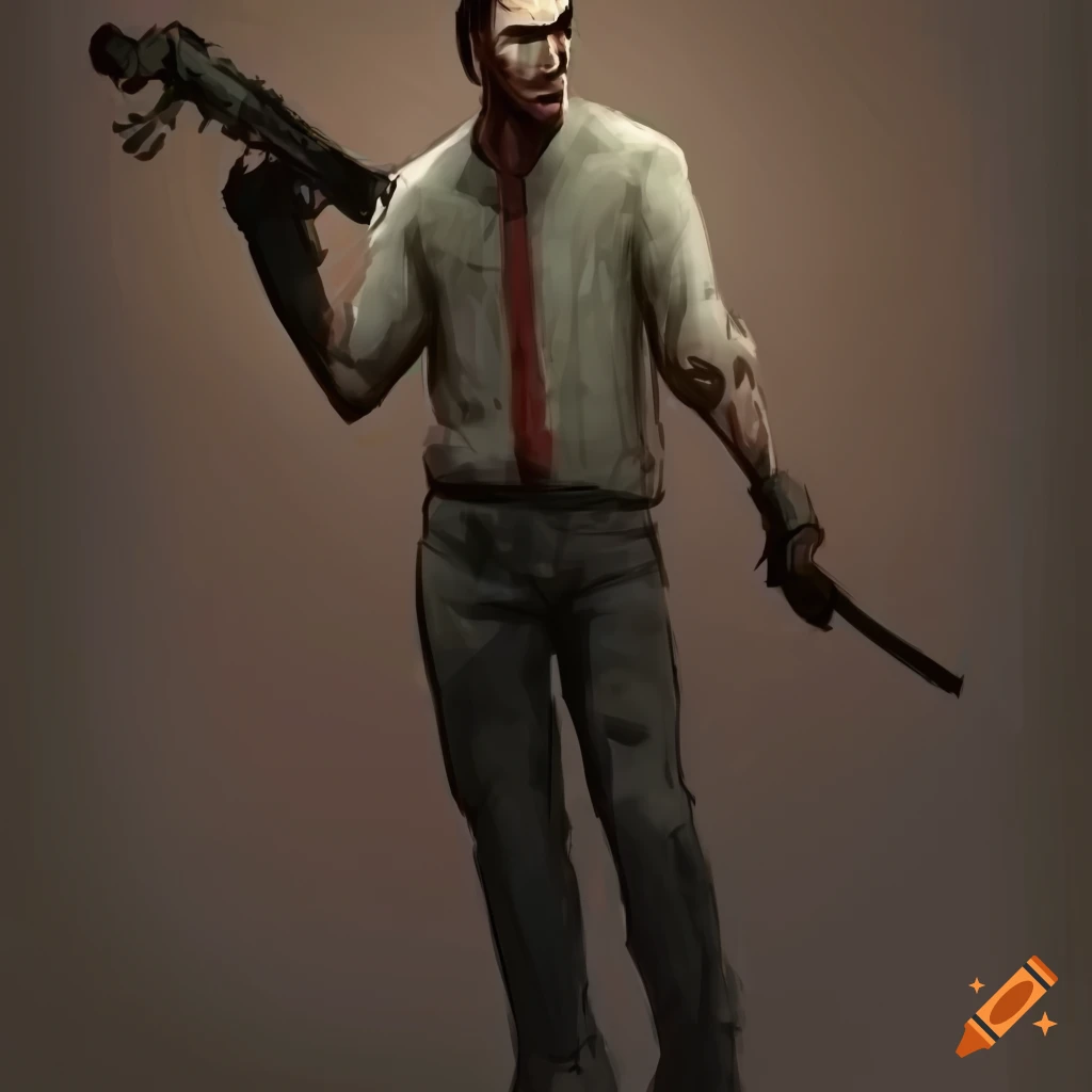 Concept art of a male character in left 4 dead 2 style on Craiyon