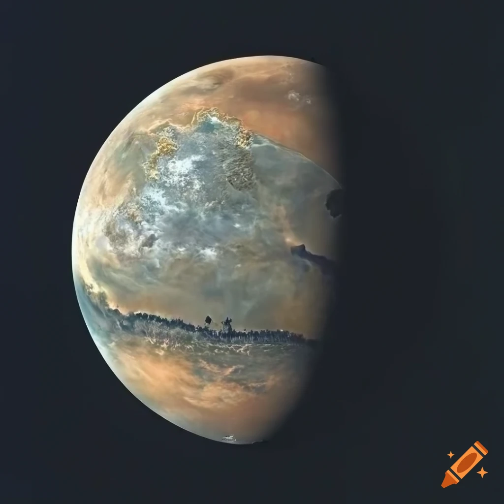 Matte painting of a detailed planet surface on Craiyon