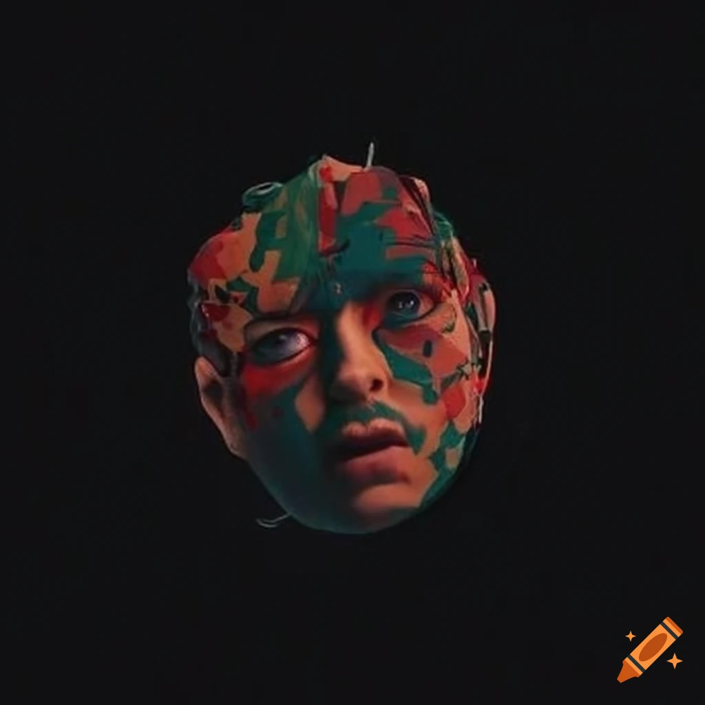 Minimalist industrial music album cover with beach riot theme on Craiyon