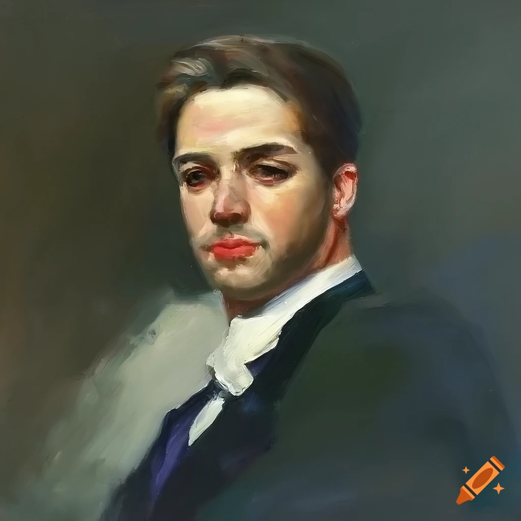 Romantic oil portrait with genderless androgynous face on Craiyon