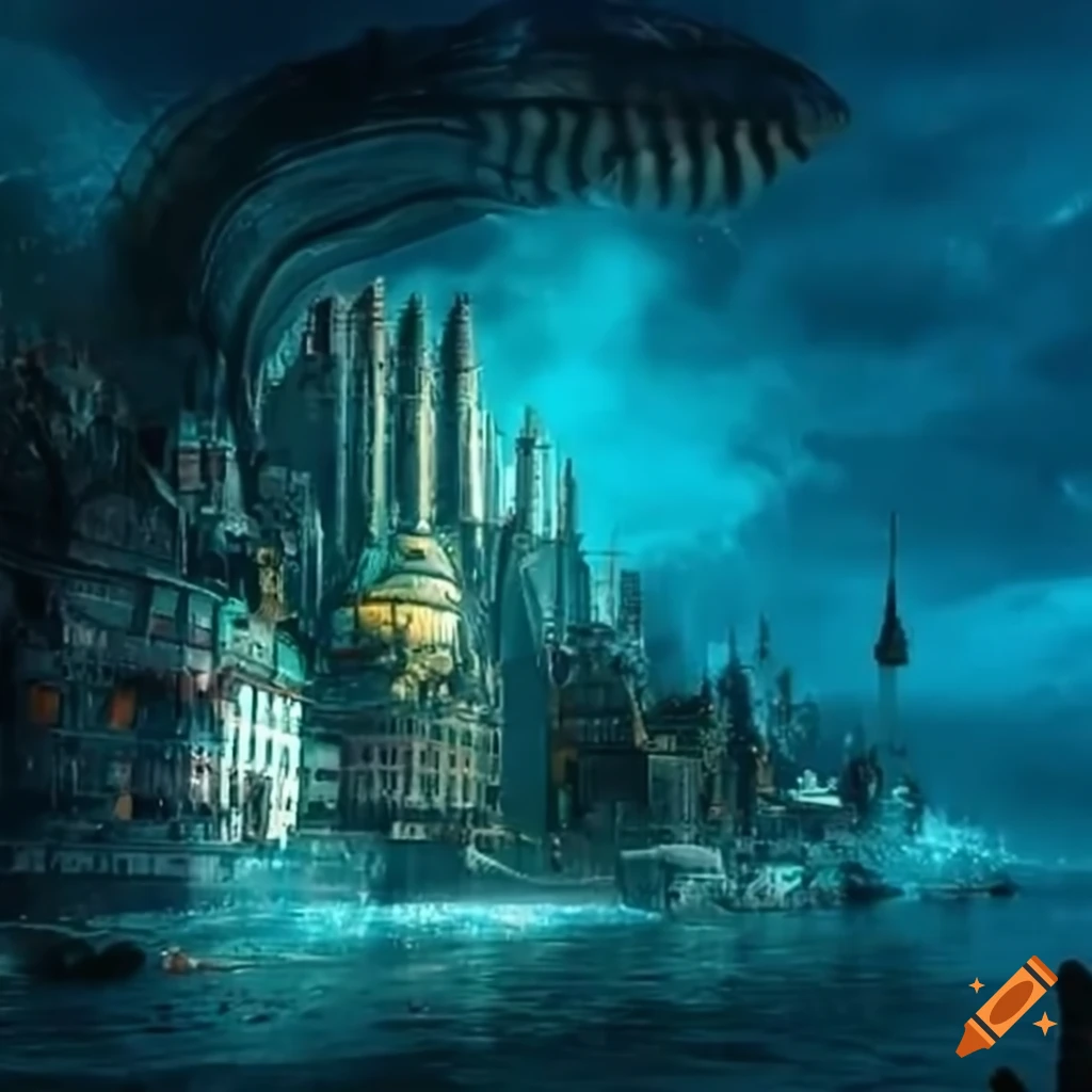 Podwodne futurystyczne miasto na obcej planecie on Craiyon Podwodne futurystyczne miasto na obcej planecie on Craiyon