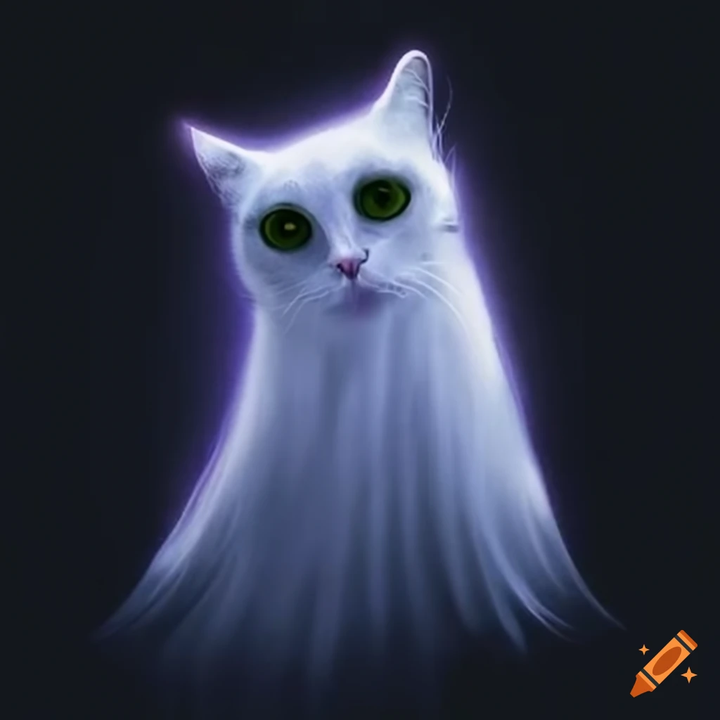 Spectral ghost cat emanating a blue glow in a bright ball of light on ...