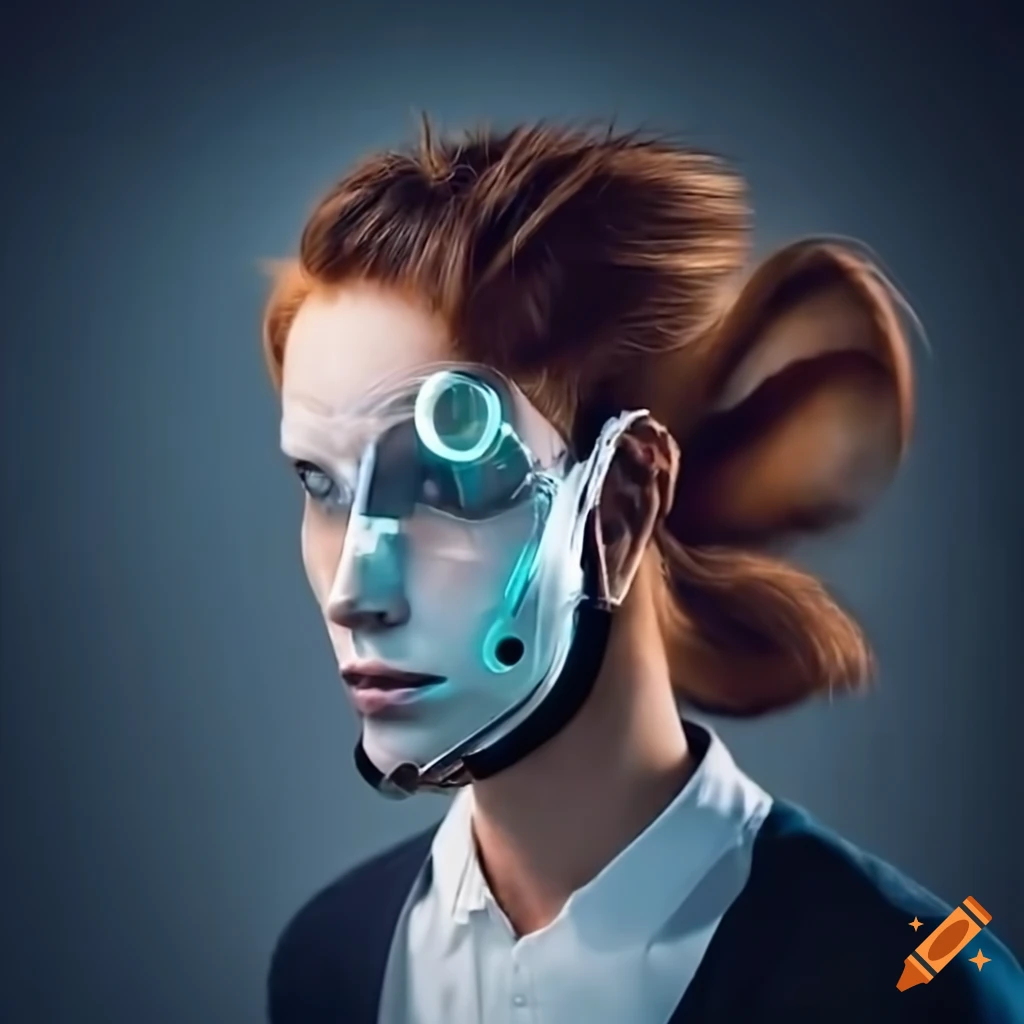 Portrait of a male scientist with a robotic eye on Craiyon