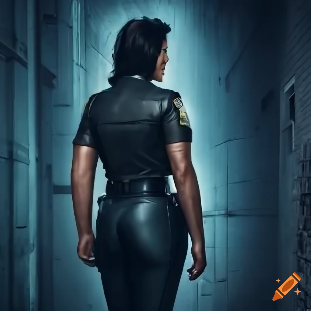 Confident police woman sitting on a couch with focus on her shoes on ...