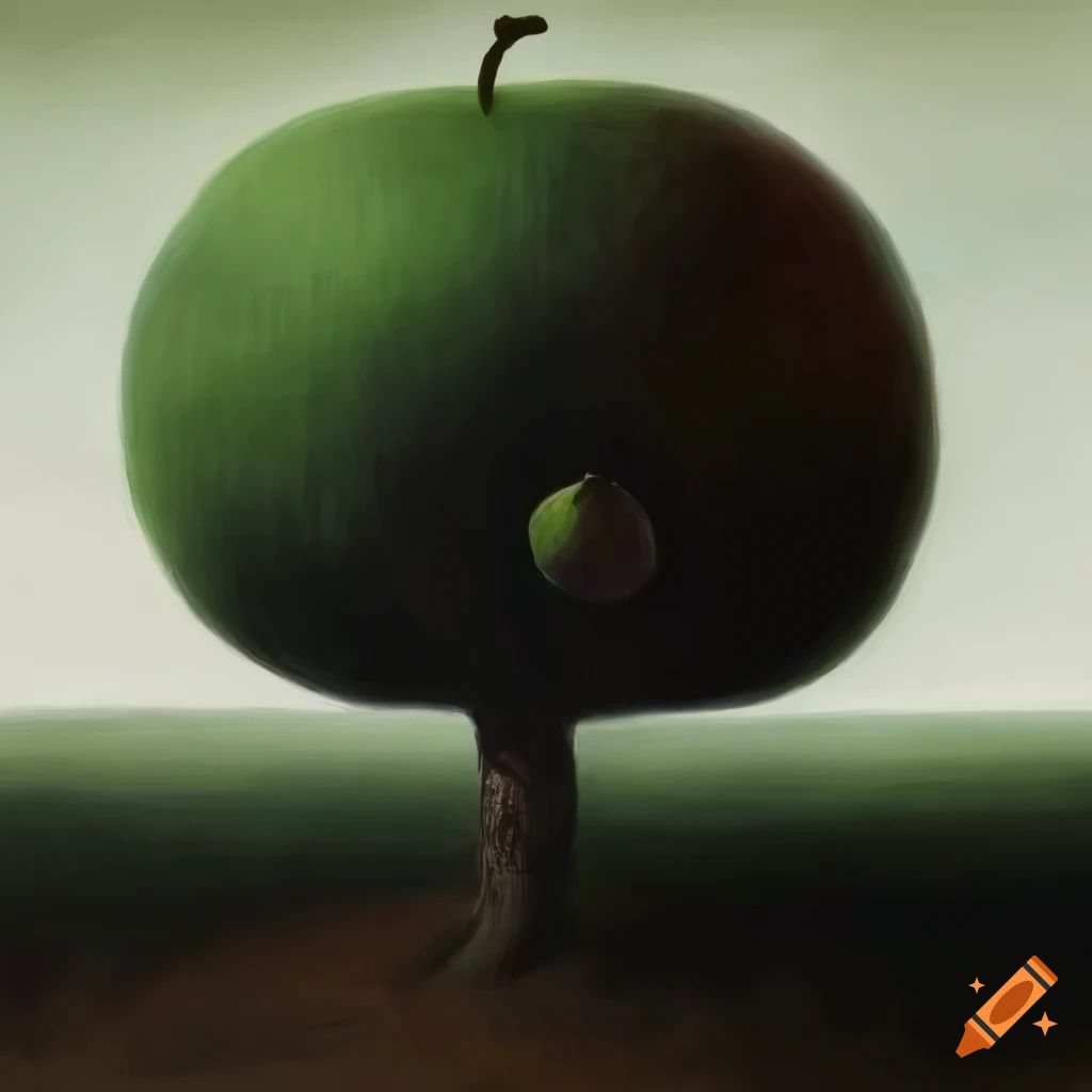 Surreal apple tree inspired by magritte