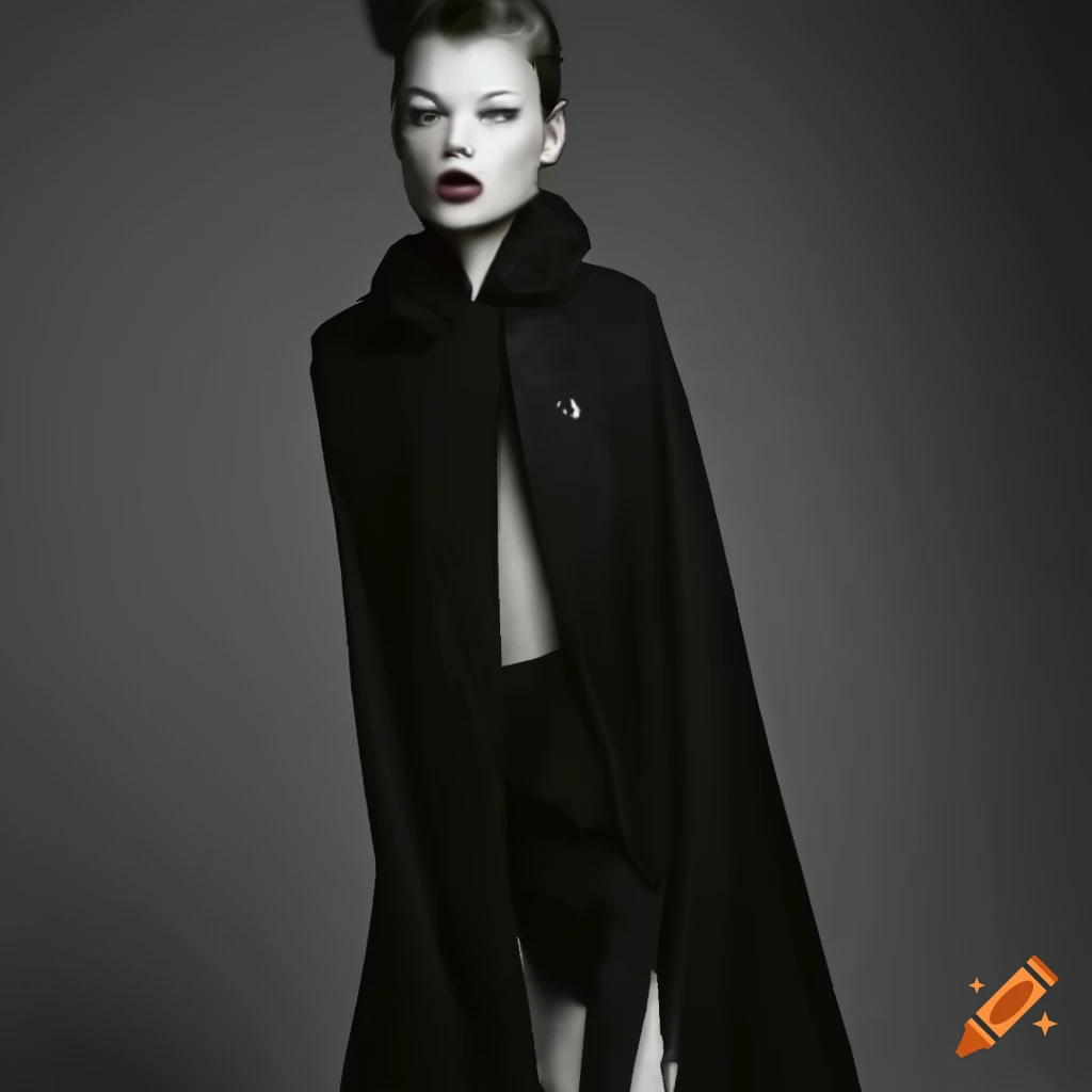 Hyper realistic portrait of a 1960s goth attire jean shrimpton on Craiyon