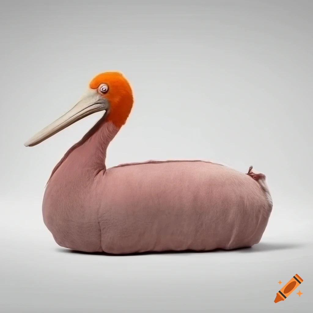 White canvas sofa in the shape of a spoonbill bird on Craiyon