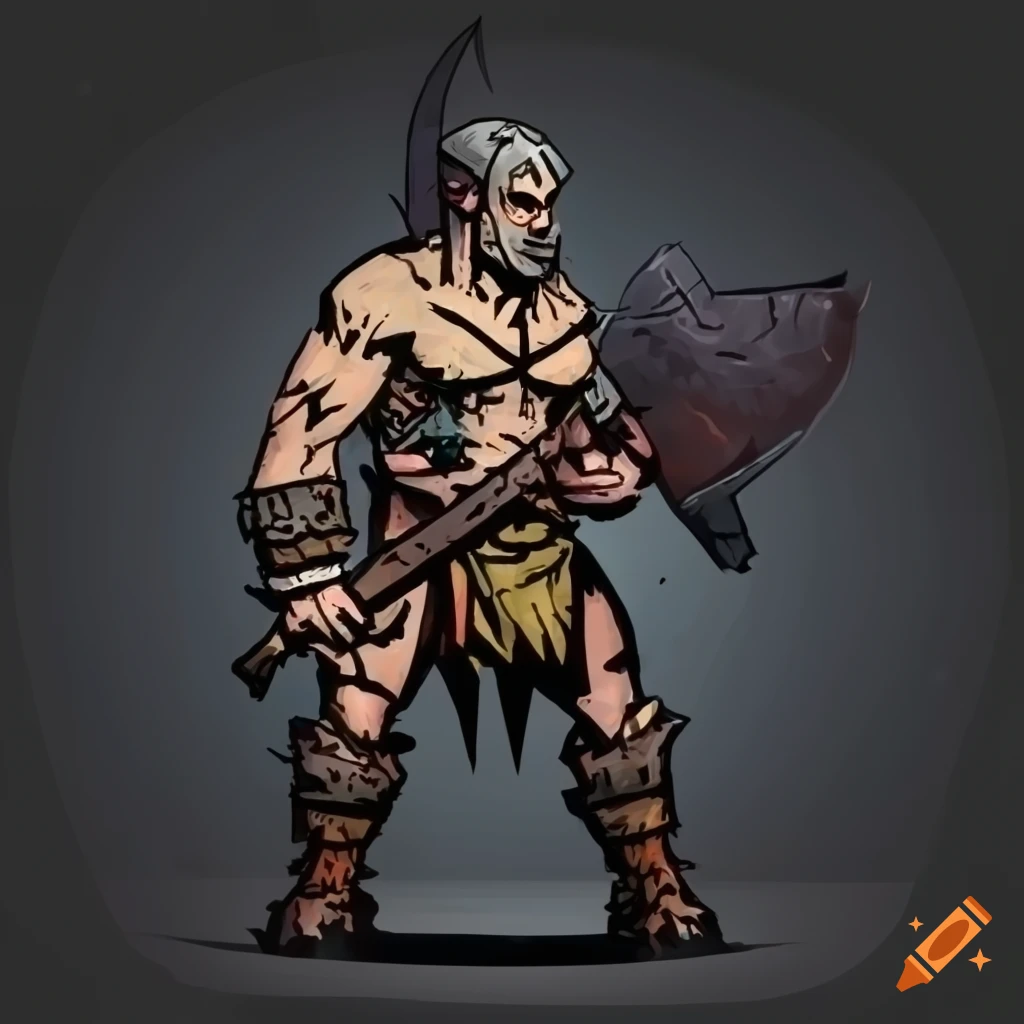 Conan the barbarian posing with a battle axe