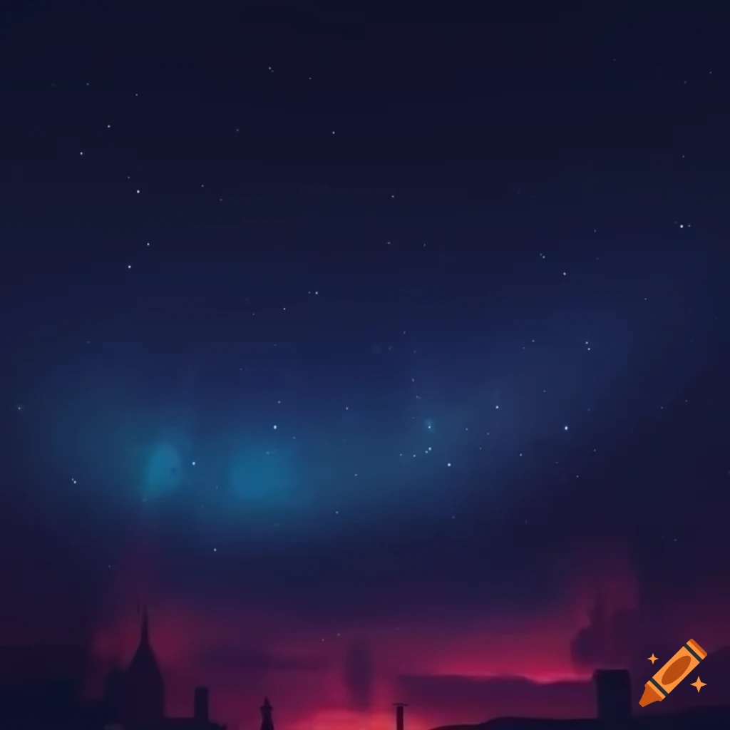 4k image of a warm night sky in a cyber city