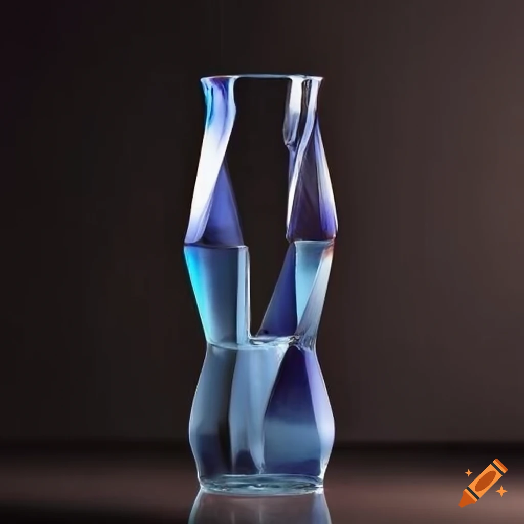 Dramatic lighting on a cubist glass vase on Craiyon