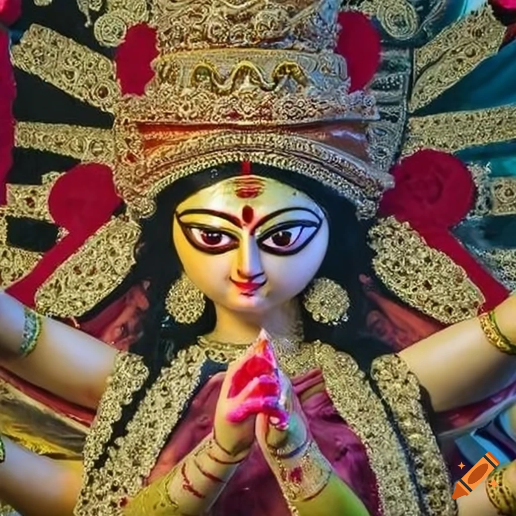 Immersed durga idol in water on Craiyon