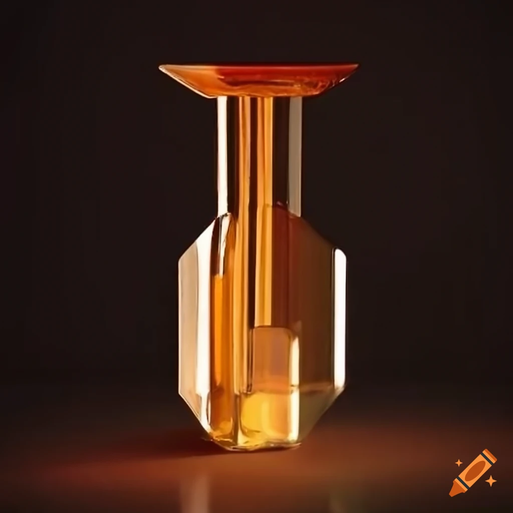 Dramatic lighting on a cubist glass vase