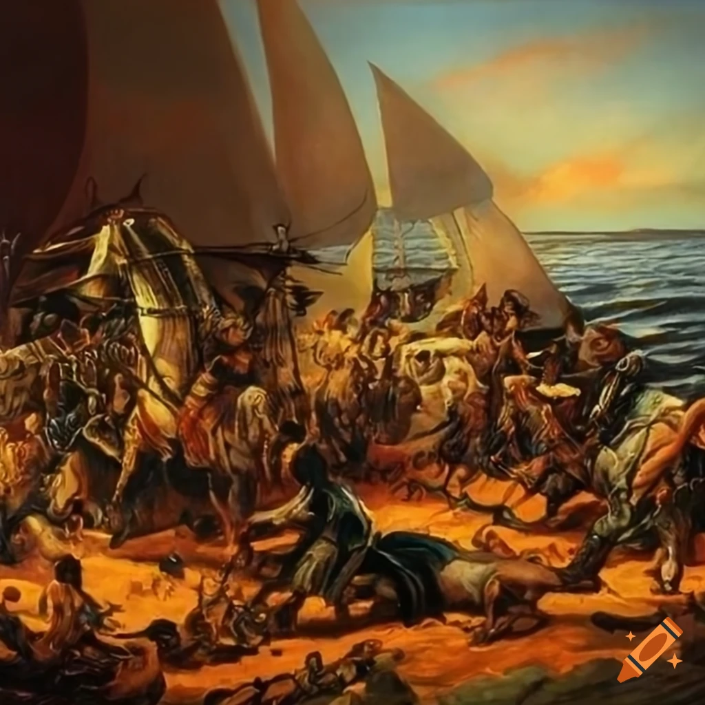 Oil painting of the battle of mactan on Craiyon