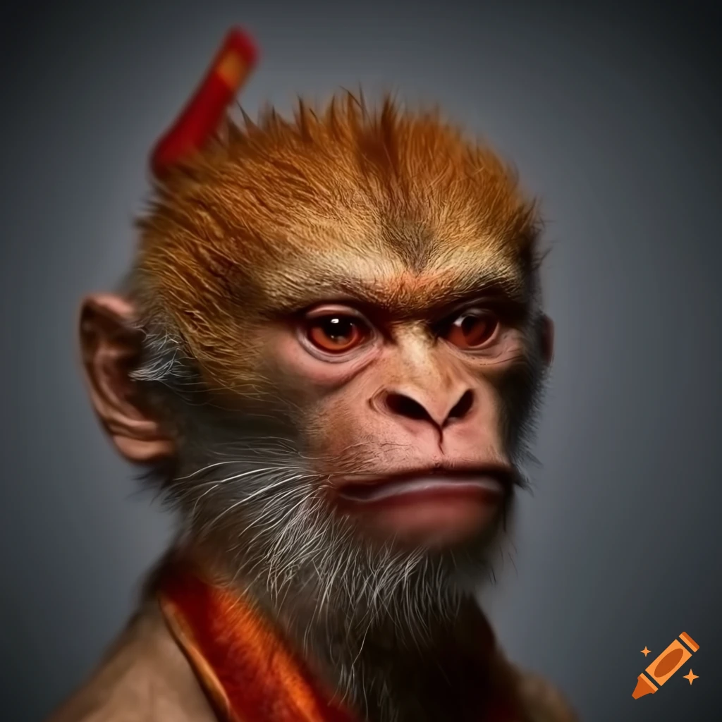 Monkey depicted as a king on Craiyon