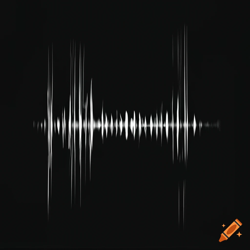 Black and white sound wave design on Craiyon