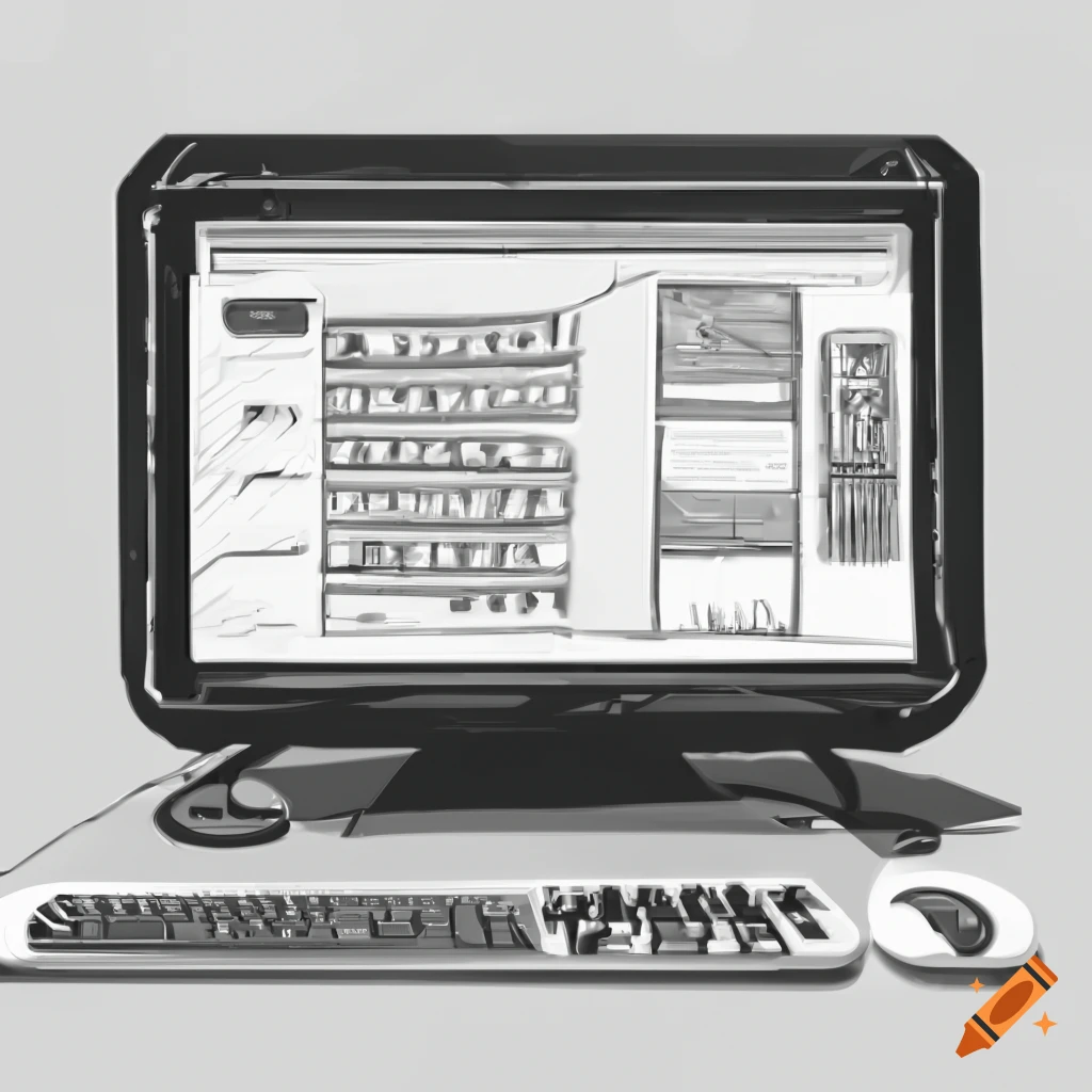 White computer on a white background