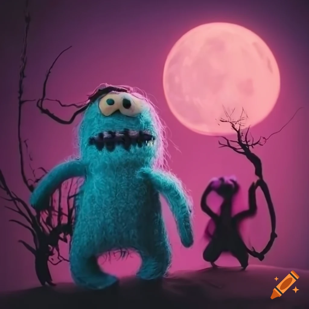 Grimace as an scp escaped in the forest on Craiyon