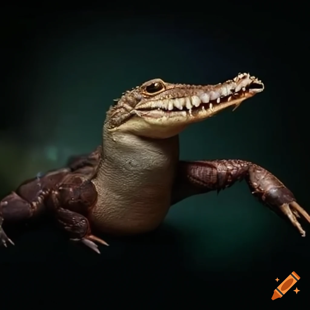 Mysterious creature with crawfish body and alligator head