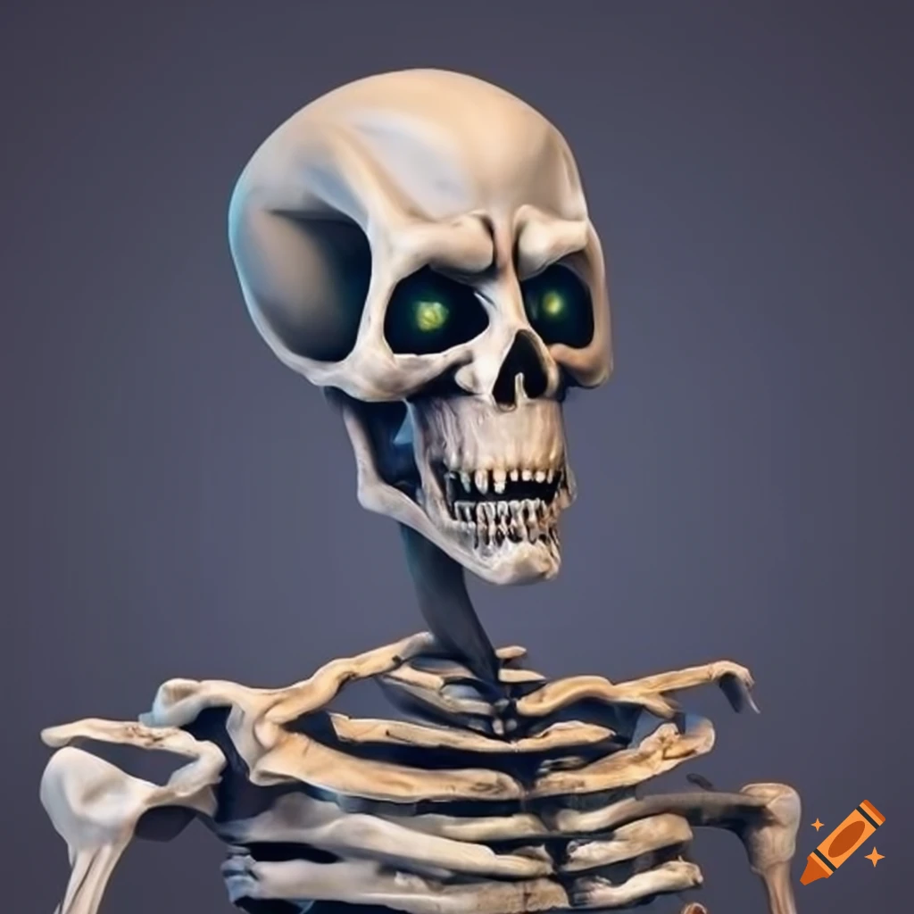 Digital artwork of an alien wizard skeleton on Craiyon