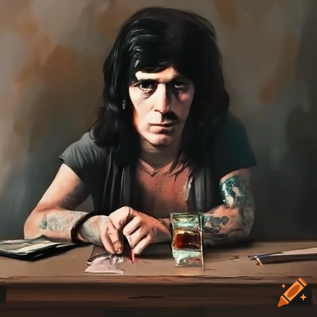 Image of a rock musician in a messy hotel room on Craiyon