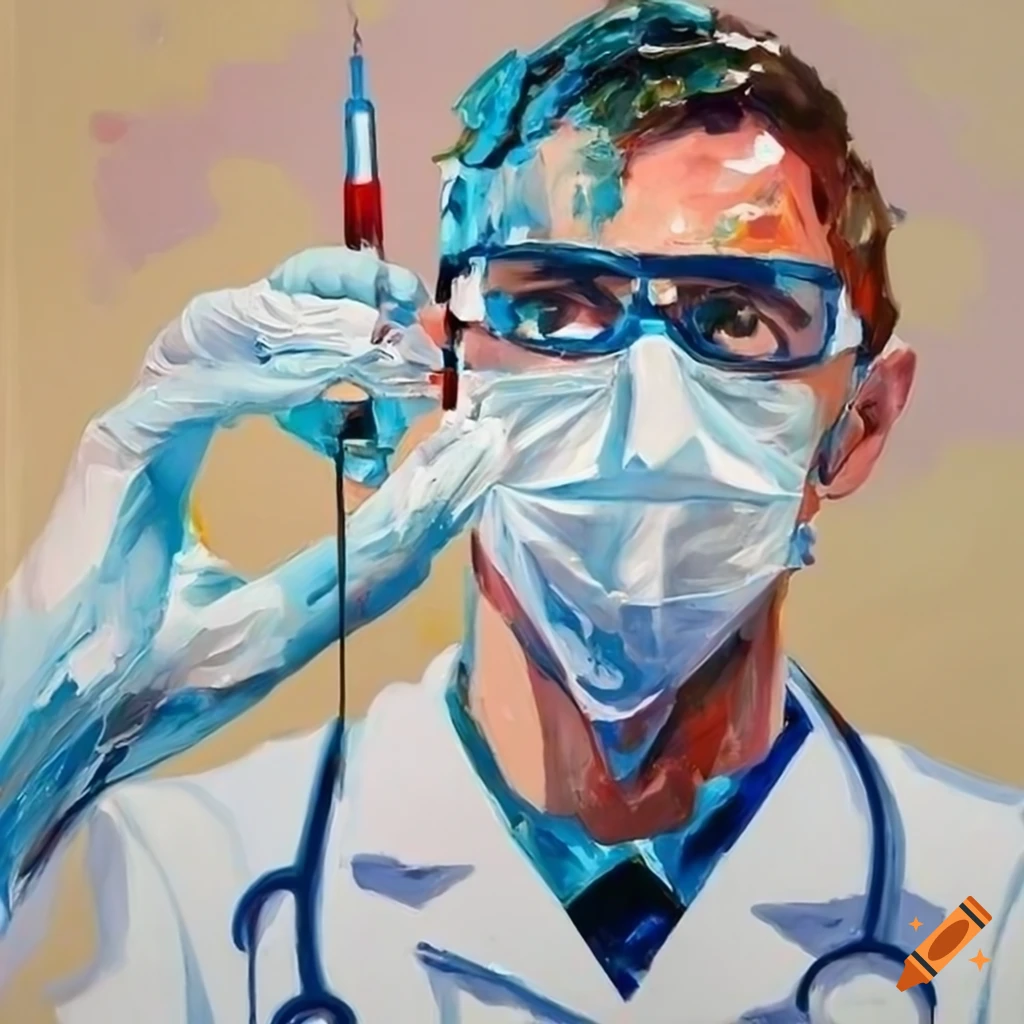 Acrylic painting of a male nurse on Craiyon