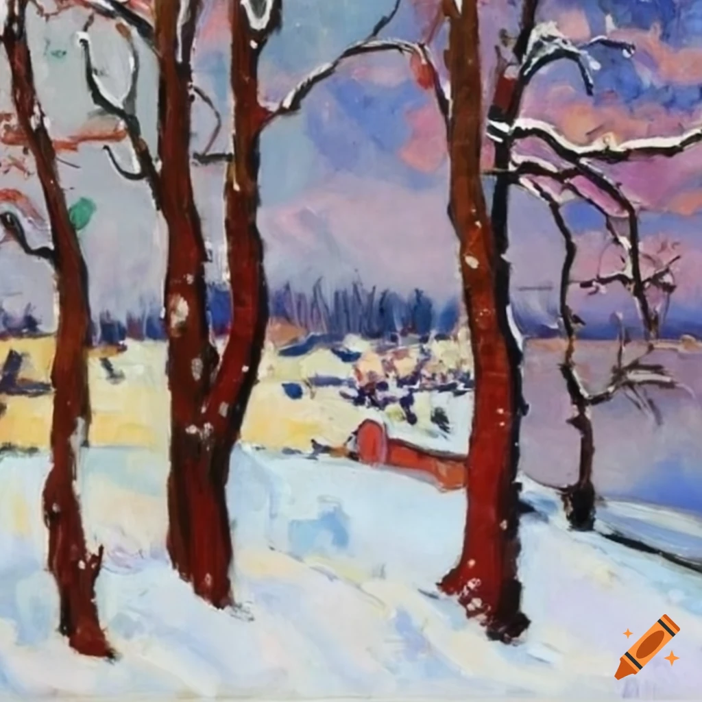 Winter painting by Gabriele Münter on Craiyon