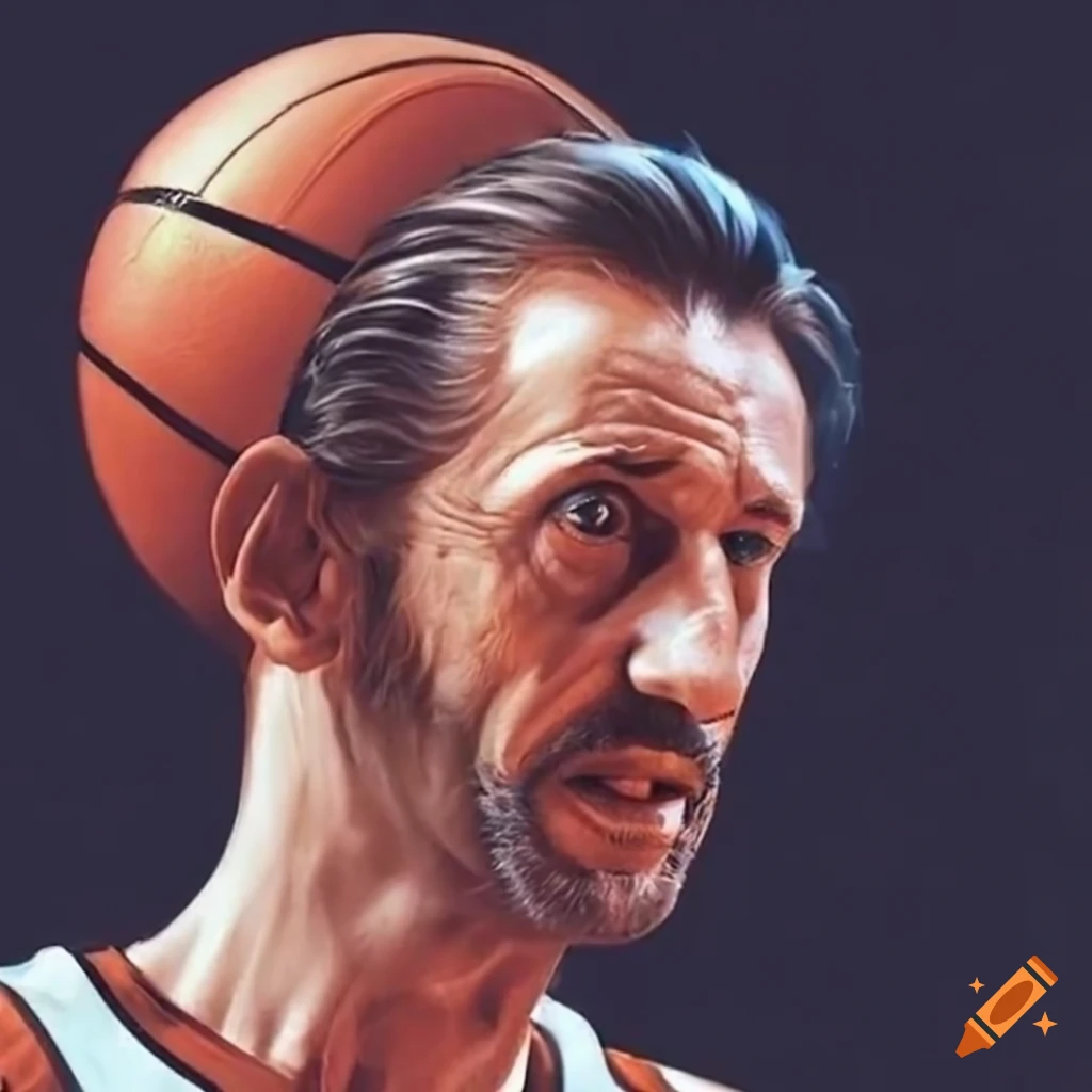 Illustration of hans gruber playing basketball