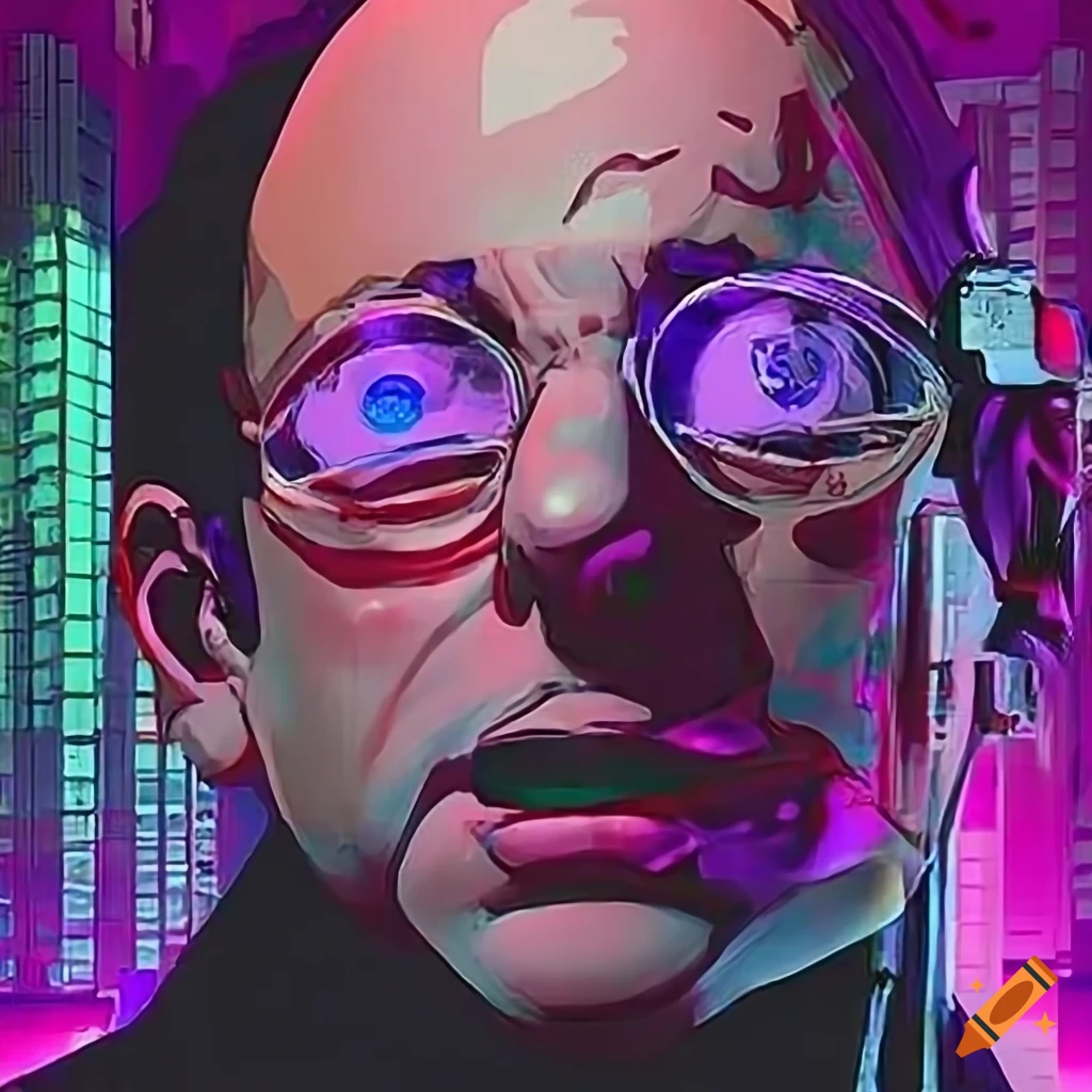 Digital artwork of george costanza in cyberpunk style on Craiyon