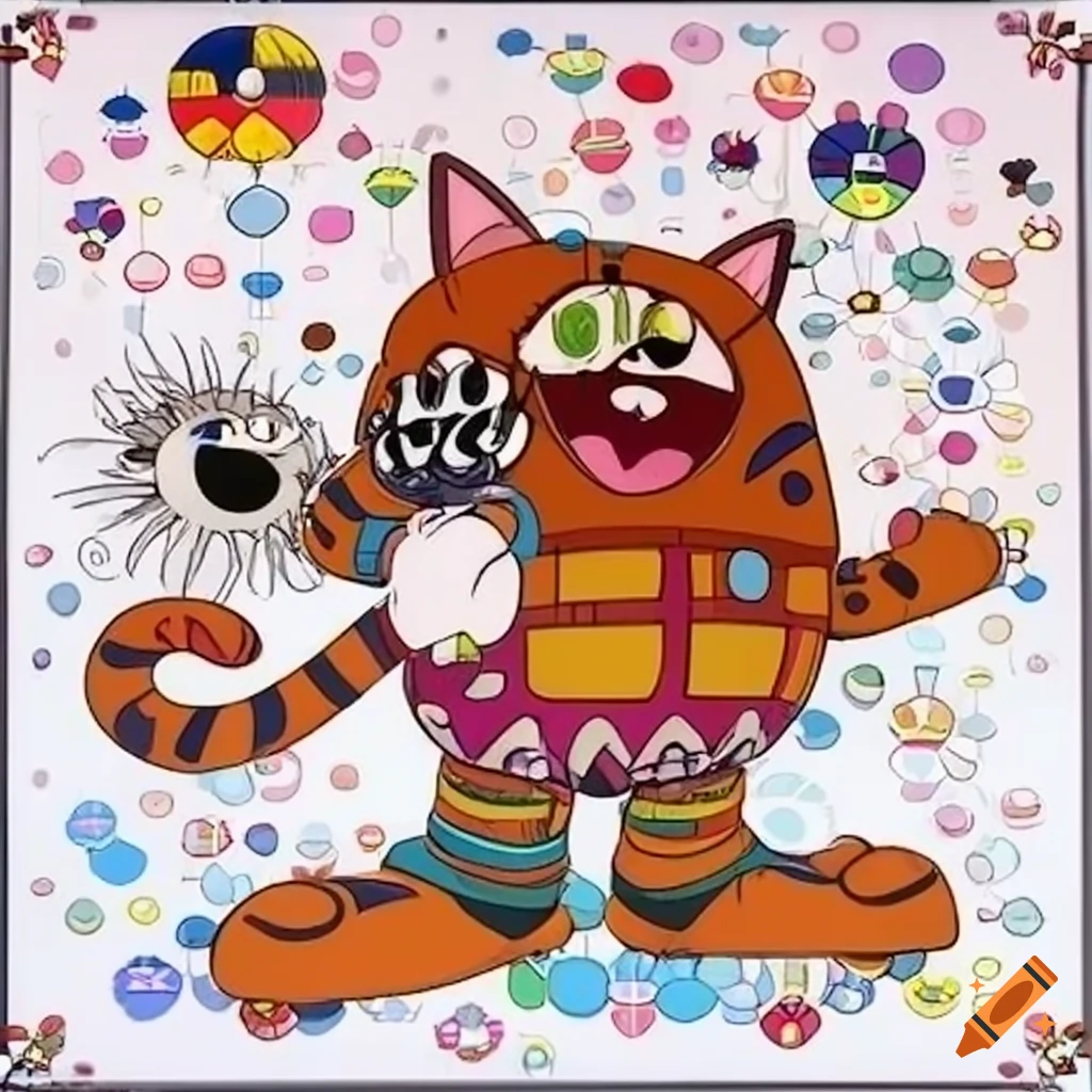Heathcliff and the Catillac Cats artwork by Takashi Murakami on Craiyon