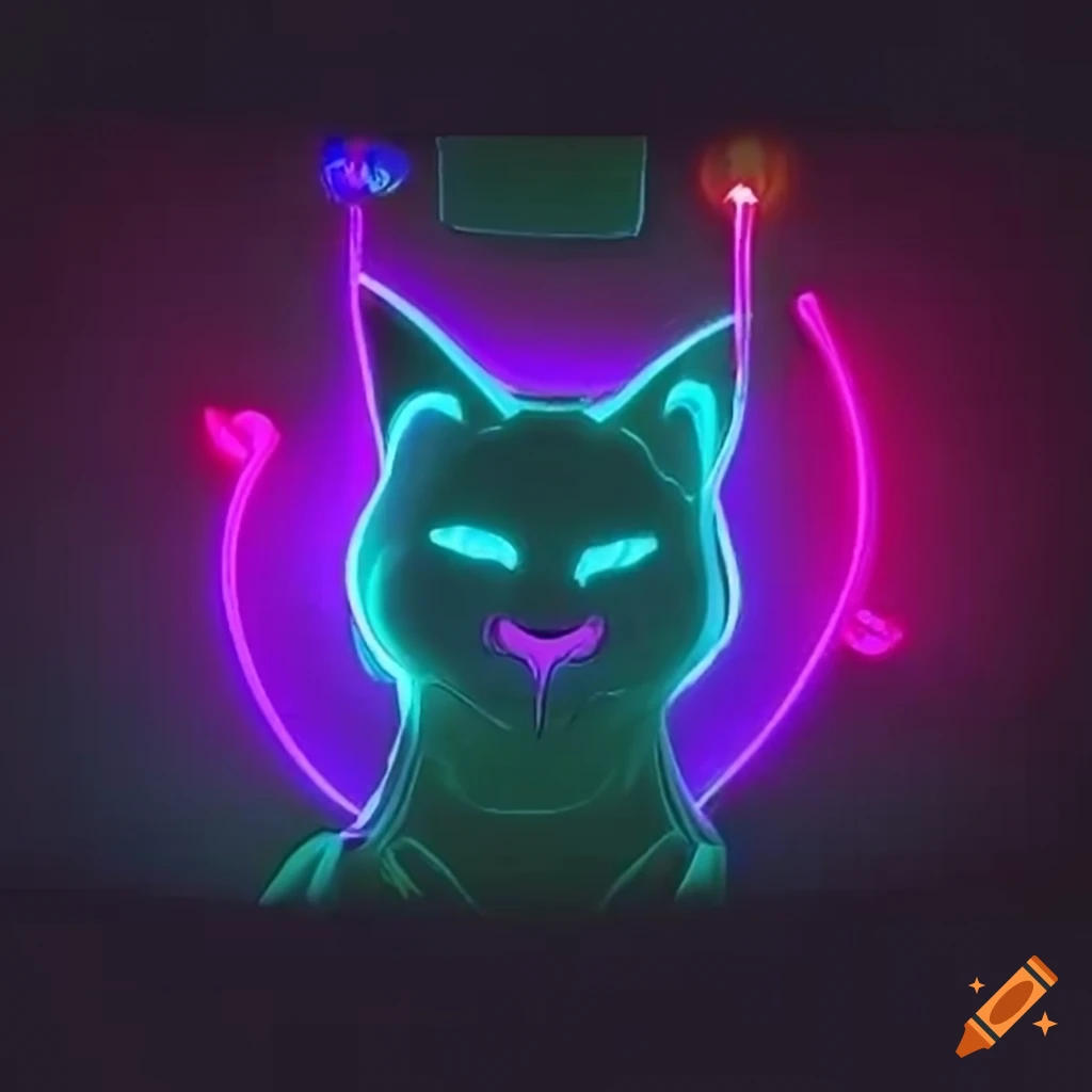 Neon cat demon artwork