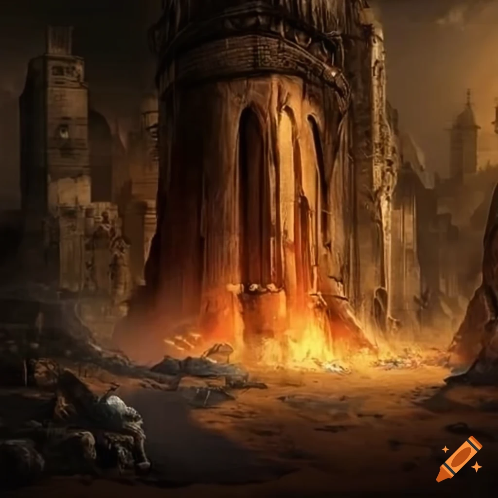 Image of a post-apocalyptic civilization with remnants of advanced ...