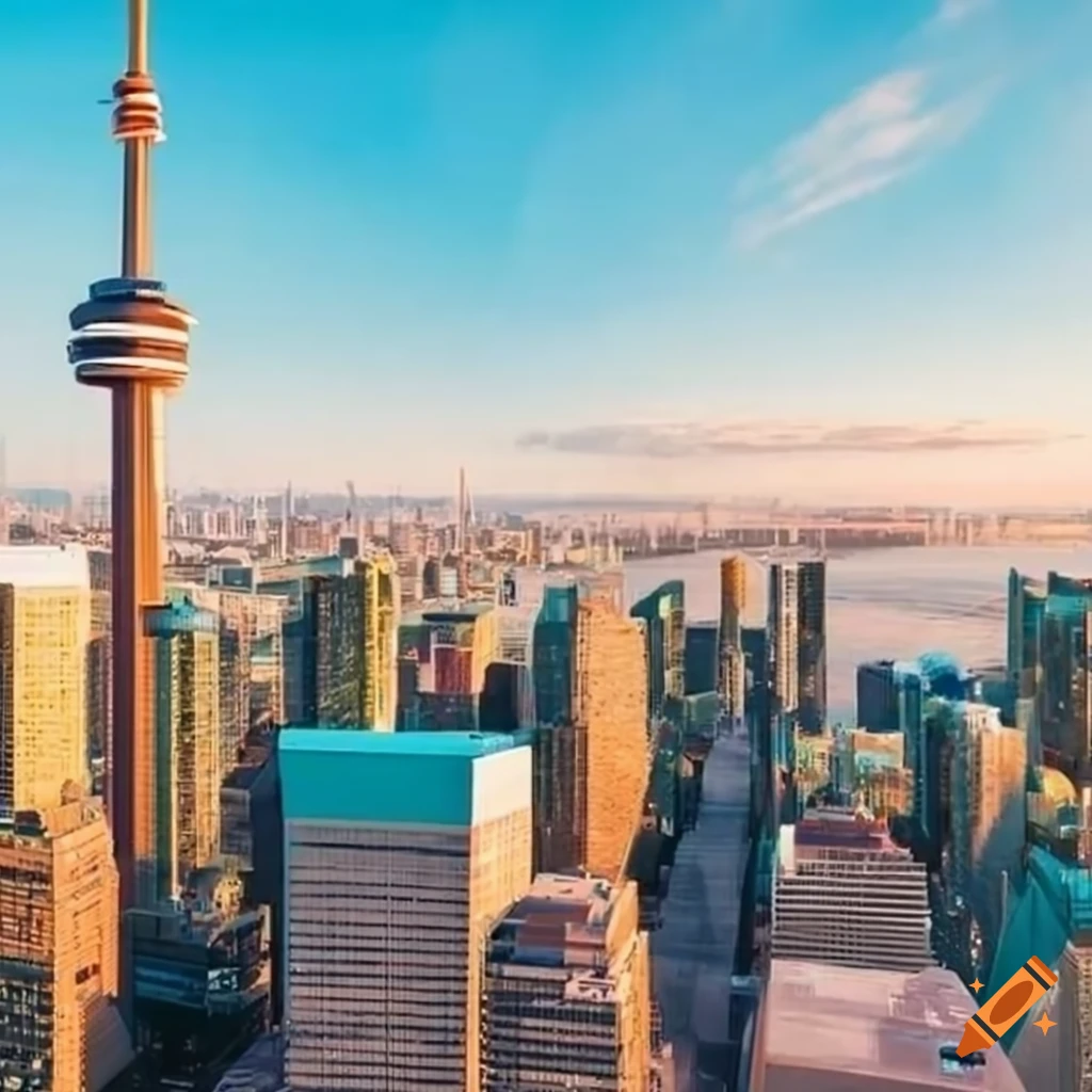 Futuristic cityscape of toronto during the day