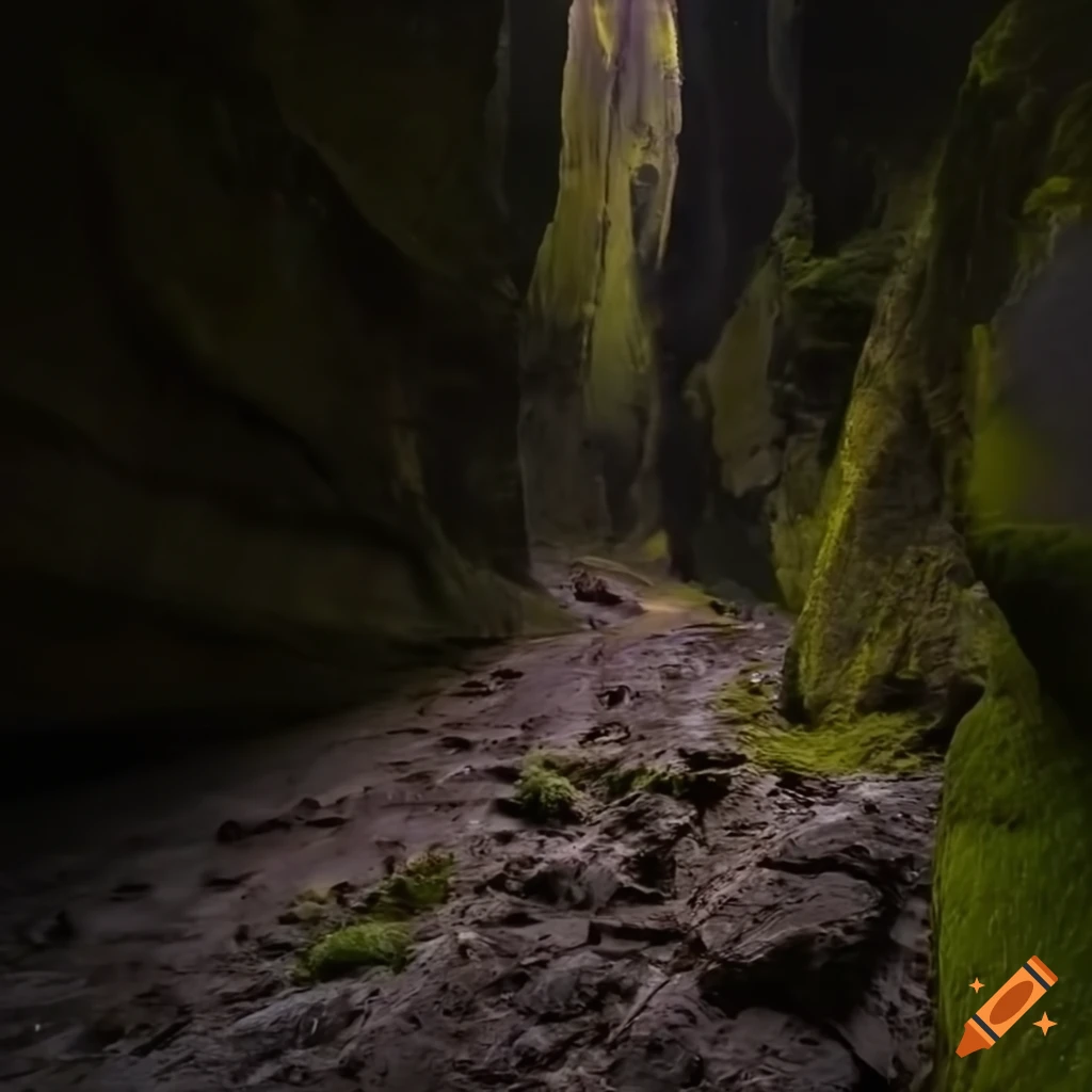 Night view of a stunning ravine on Craiyon