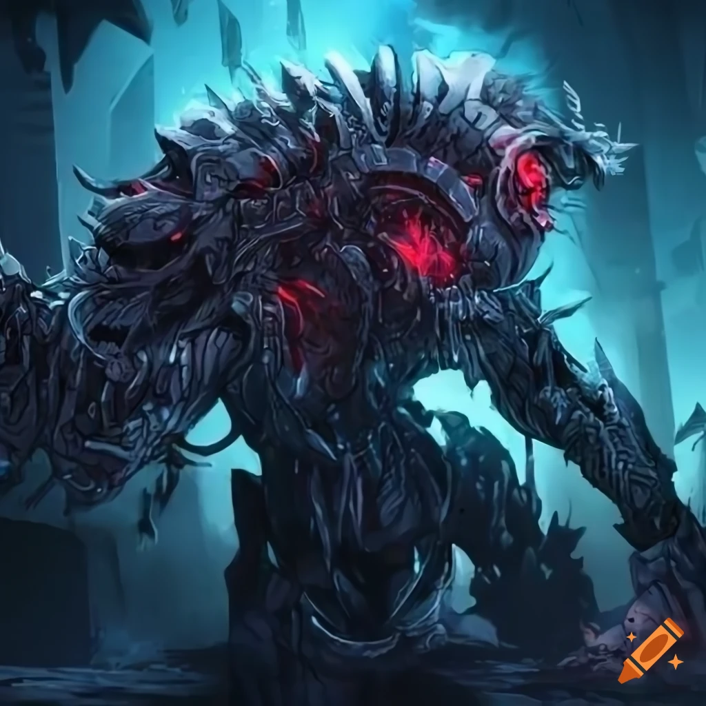 Hulking cybernetic vampire lord mecha inspired by a dragon on Craiyon