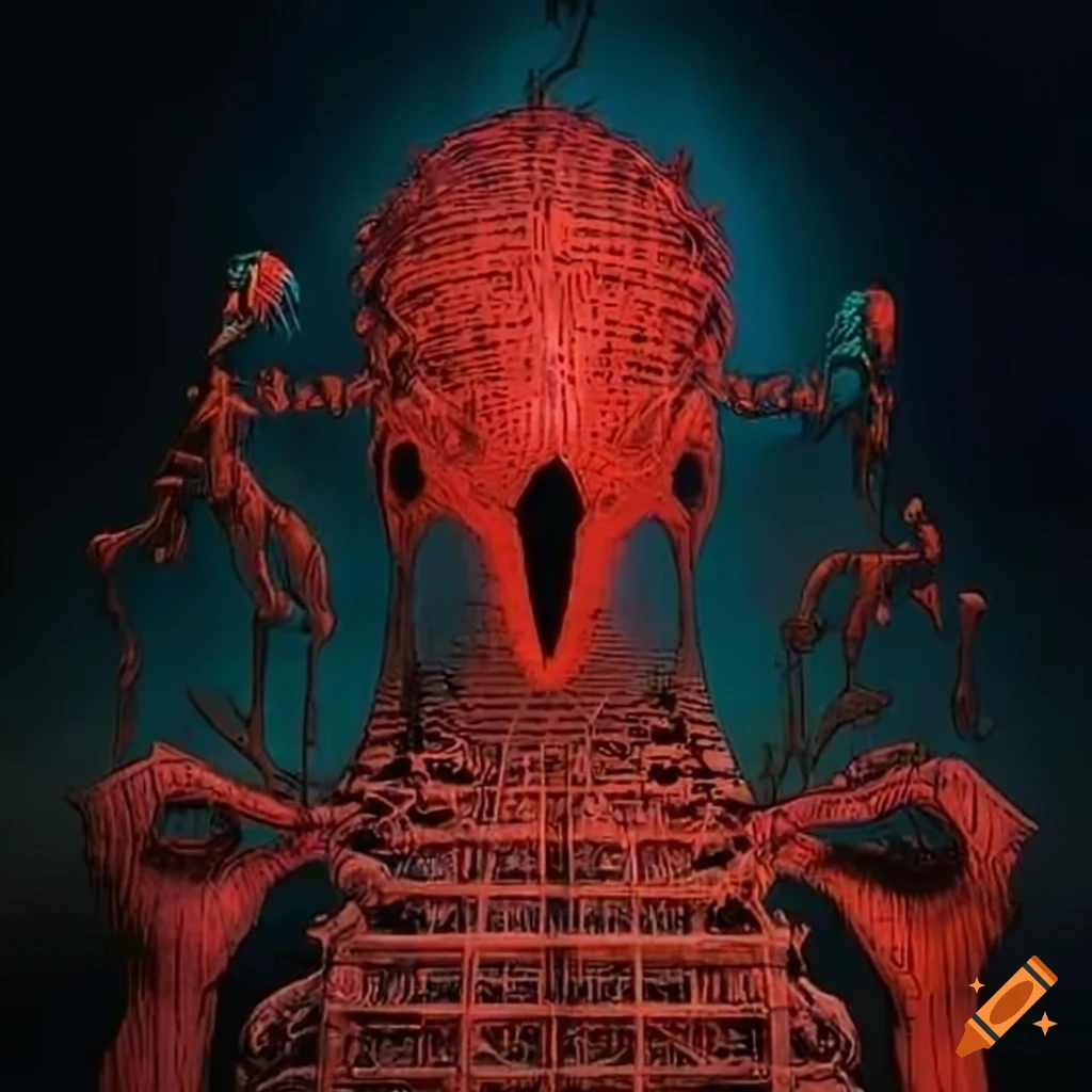 Red moebius bio machine art on Craiyon