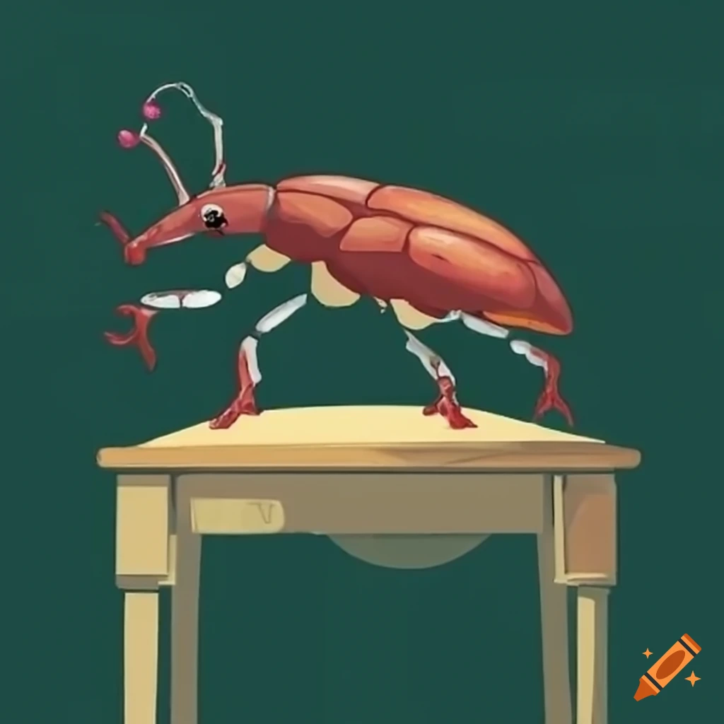 Close-up of a weevil sitting on a table on Craiyon