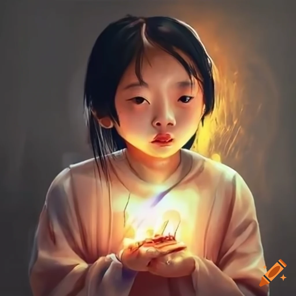 Creative chinese student explaining something