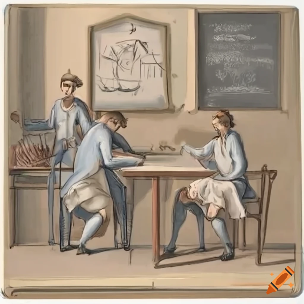 Image of a master and apprentice in a classroom on Craiyon