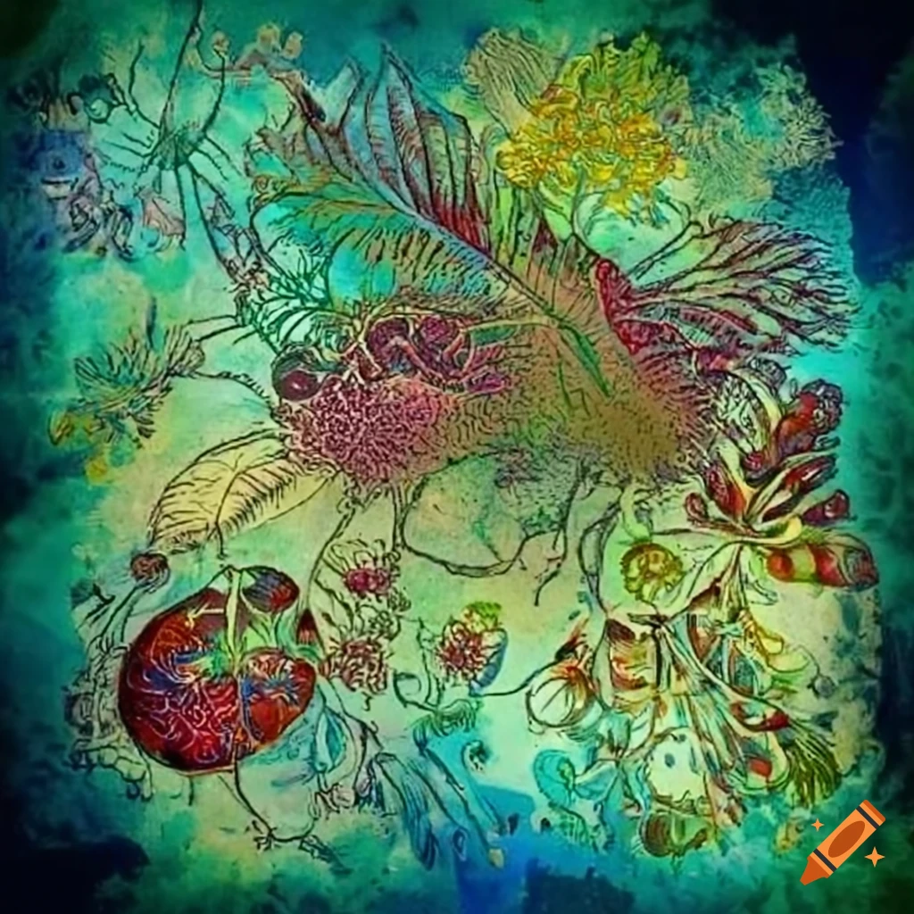 Artwork of ancient medicinal remedies and plants on Craiyon