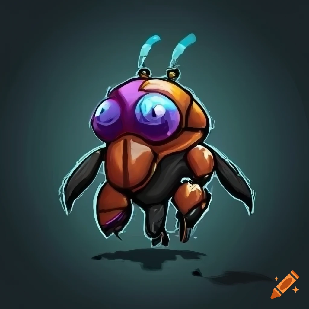 Side view of a futuristic bug boss with weapons on Craiyon